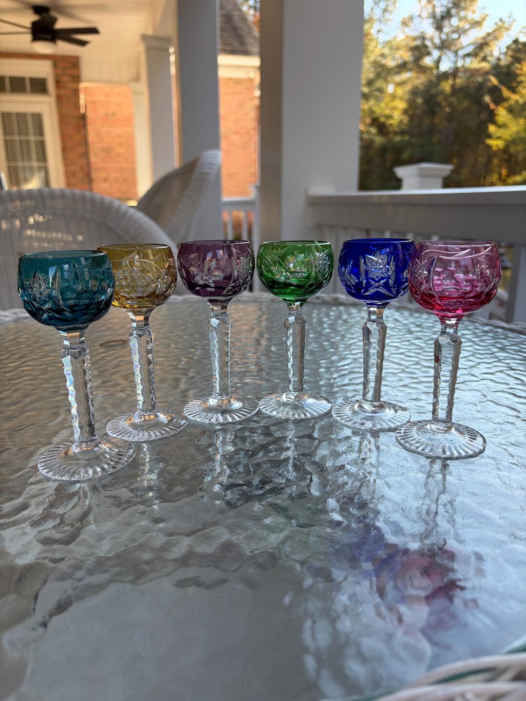 Exceptional Set of 6 Beyer Crystal Bohemian Cut to Clear Style ...