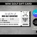 Mini Golf Gift Card Template, Customizable Canva Voucher, Printable ...