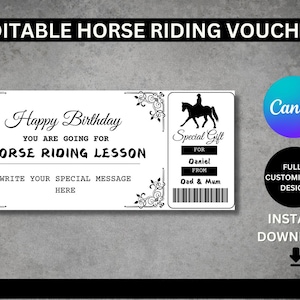 Editable Horseback Riding Lesson Voucher | Custom Riding Gift ...