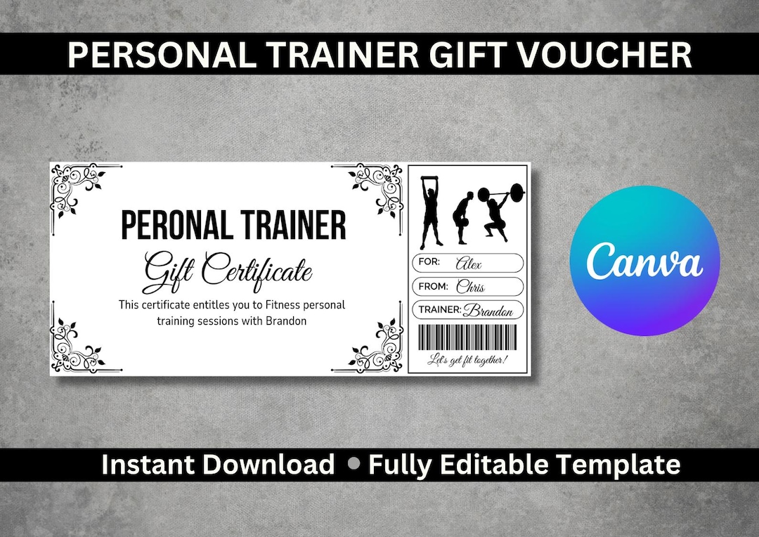 Editable Personal Trainer Gift Voucher | Custom Canva Fitness ...
