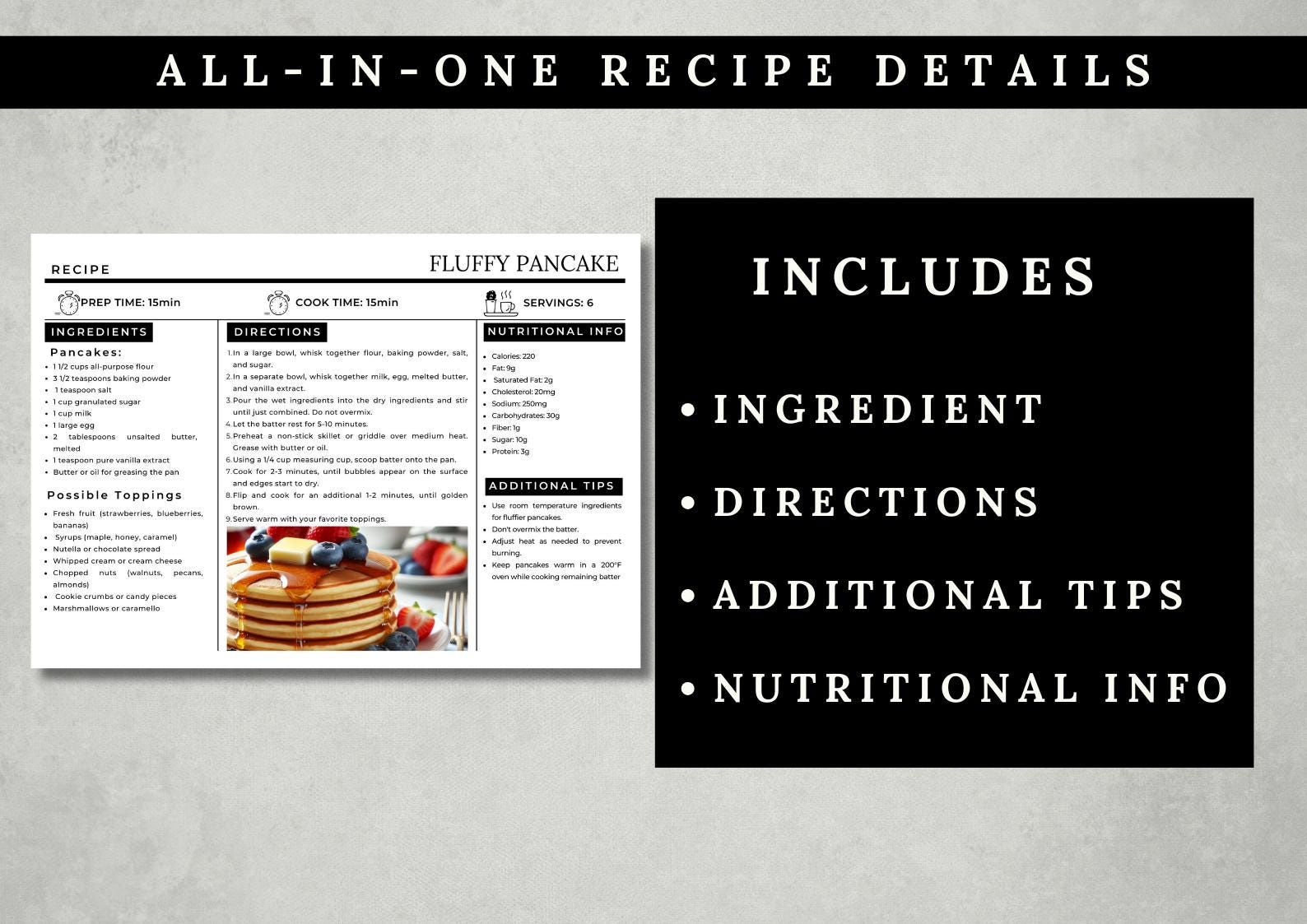 6 X4 Simple Recipe Card Template ,modern Downloadable Recipe Card ...