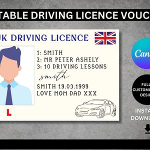 Driving Lessons Voucher Printable Voucher Template, Editable & Print at ...
