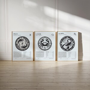 All 12 Zodiac Signs Poster Bundle Astrology Print Set Grimoire Natal ...