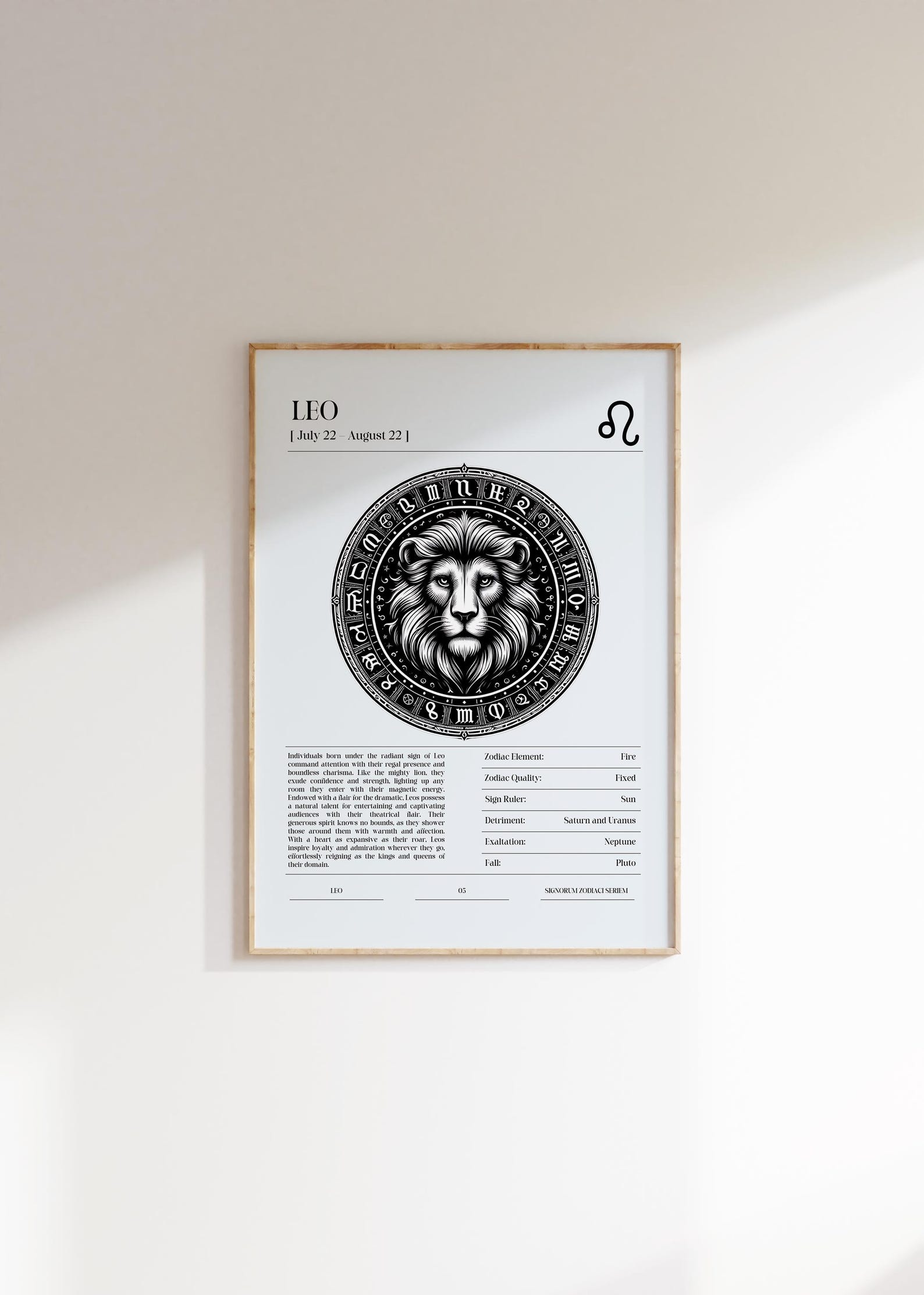Leo Wall Art Vedic Astrology Poster Grimoire Natal Chart Poster ...