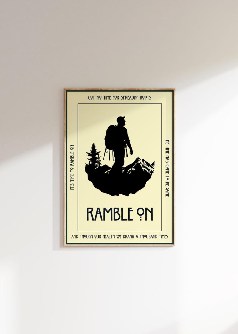 Ramble on Led Zeppelin Poster Song Lyric Wall Art Rock Music Poster ...