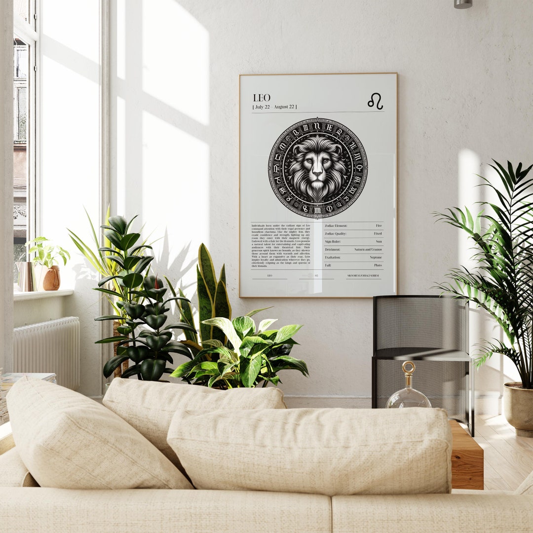 Leo Wall Art Vedic Astrology Poster Grimoire Natal Chart Poster ...