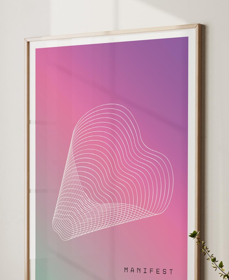 Manifest Retro Gradient Poster Aura Poster Law of Attraction Print Yoga ...