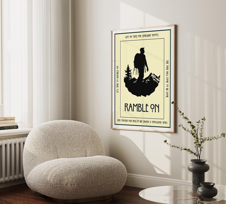 Ramble on Led Zeppelin Poster Song Lyric Wall Art Rock Music Poster ...