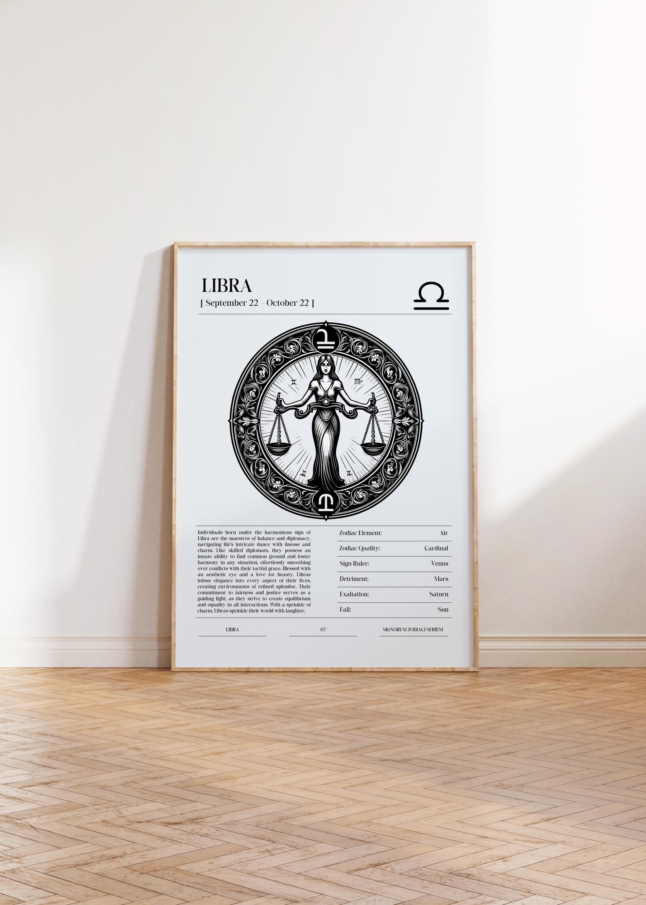 Libra Wall Art Vedic Astrology Poster Grimoire Natal Chart Poster ...