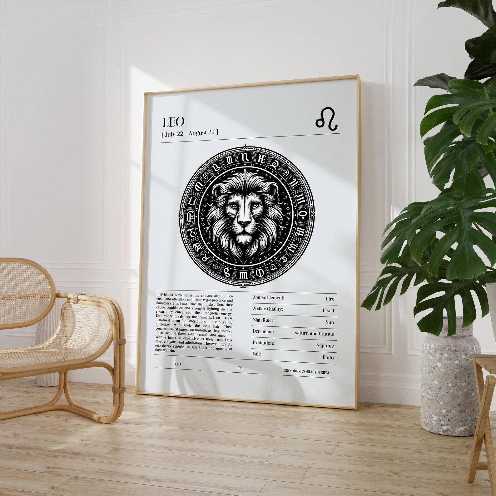 Leo Wall Art Vedic Astrology Poster Grimoire Natal Chart Poster ...