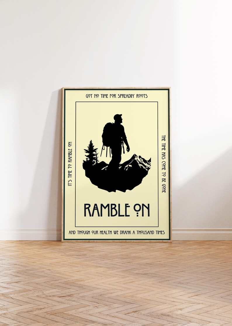 Ramble on Led Zeppelin Poster Song Lyric Wall Art Rock Music Poster ...