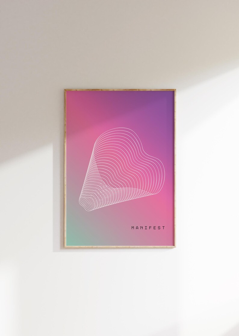 Manifest Retro Gradient Poster Aura Poster Law of Attraction Print Yoga ...