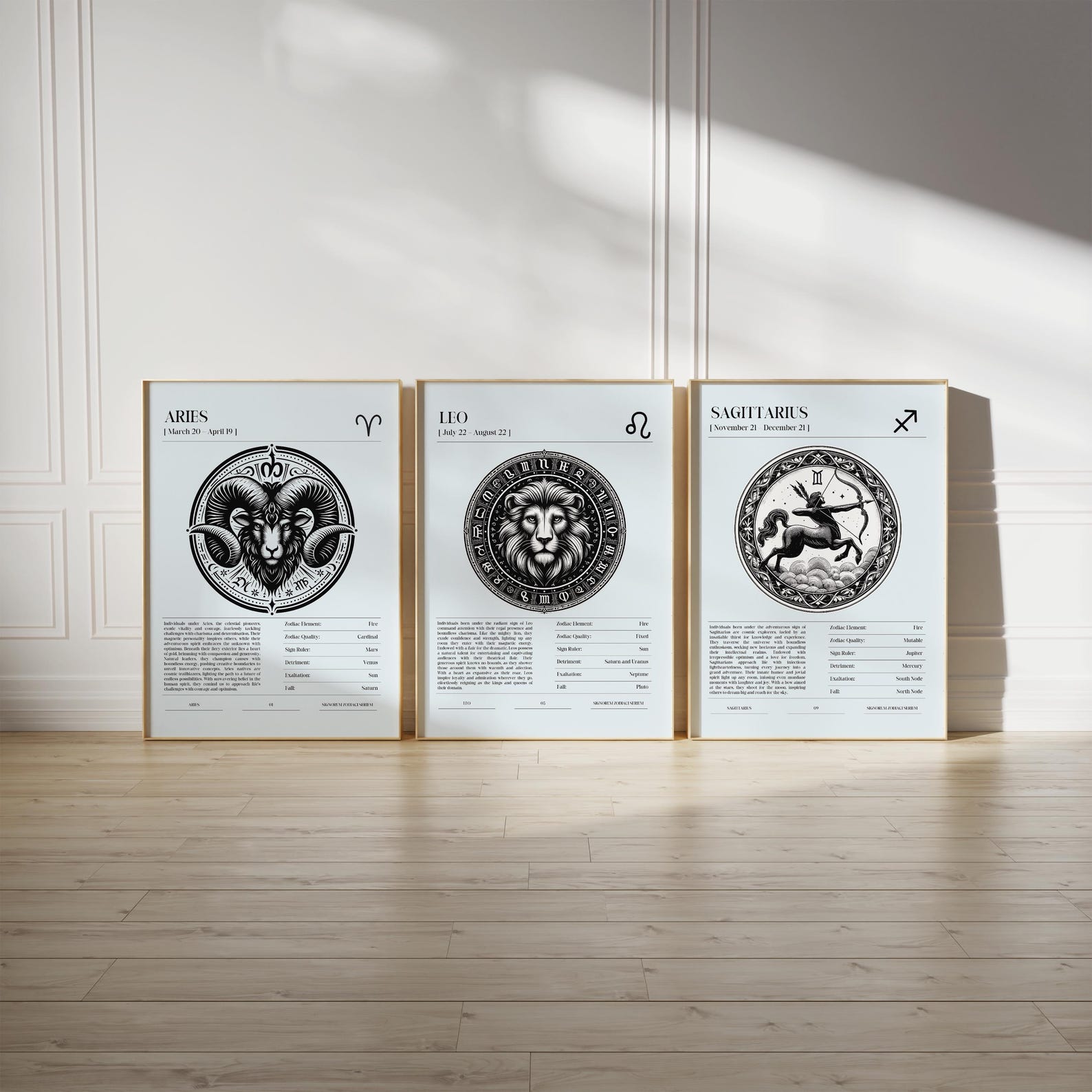 All 12 Zodiac Signs Poster Bundle Astrology Print Set Grimoire Natal ...