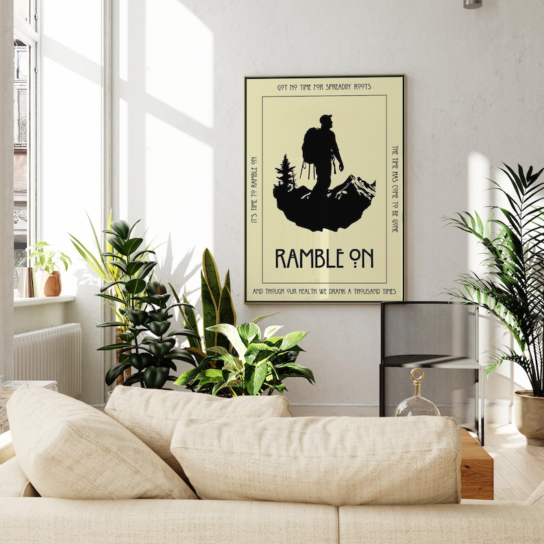 Ramble on Led Zeppelin Poster Song Lyric Wall Art Rock Music Poster ...