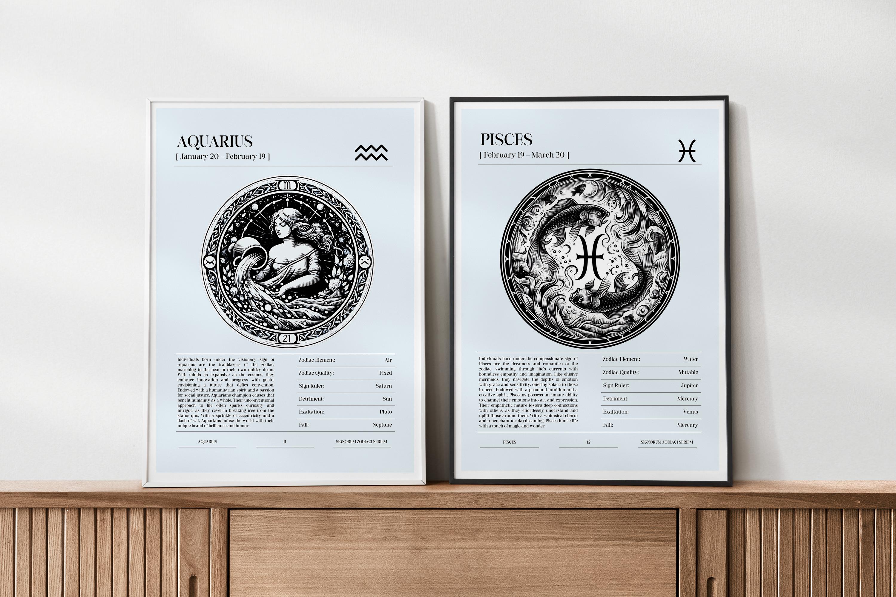 All 12 Zodiac Signs Poster Bundle Astrology Print Set Grimoire Natal ...