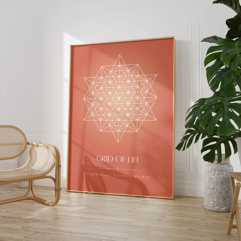 Sacred Geometry Grid of Life Aura Poster Sri Yantra Yoga Poster Cristal ...