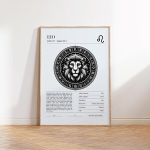 Leo Wall Art Vedic Astrology Poster Grimoire Natal Chart Poster ...