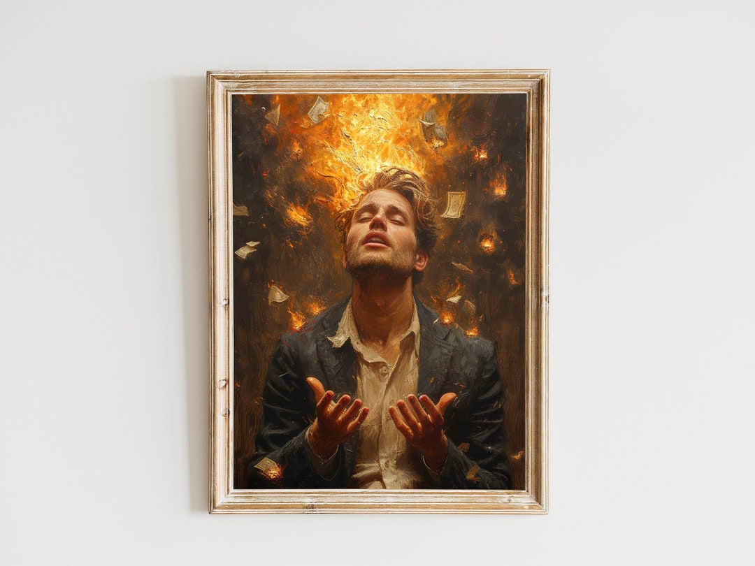Man Burning Money Digital Print, Printable Wall Art - Etsy