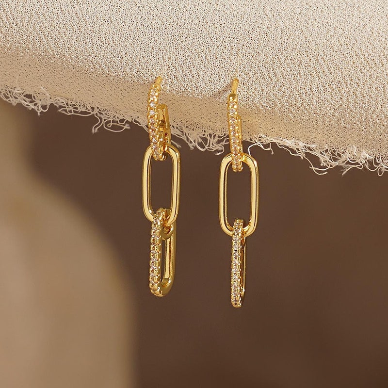 Gold Link Chain Hoops - Etsy UK