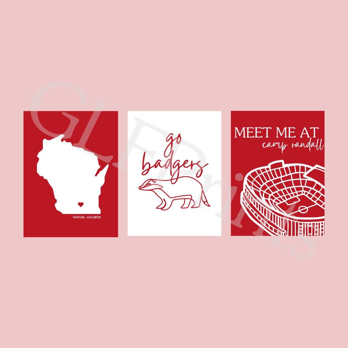 Red and White UW Madison Dorm Wall Prints / Printable Digital Download ...
