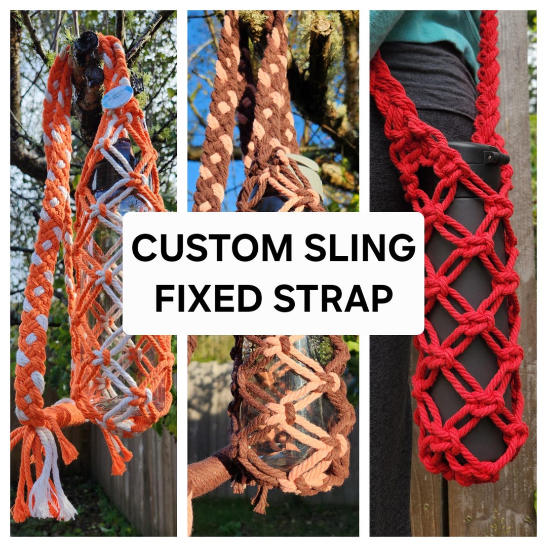 Custom Macrame Water Bottle Slings, Integrated Strap - Etsy