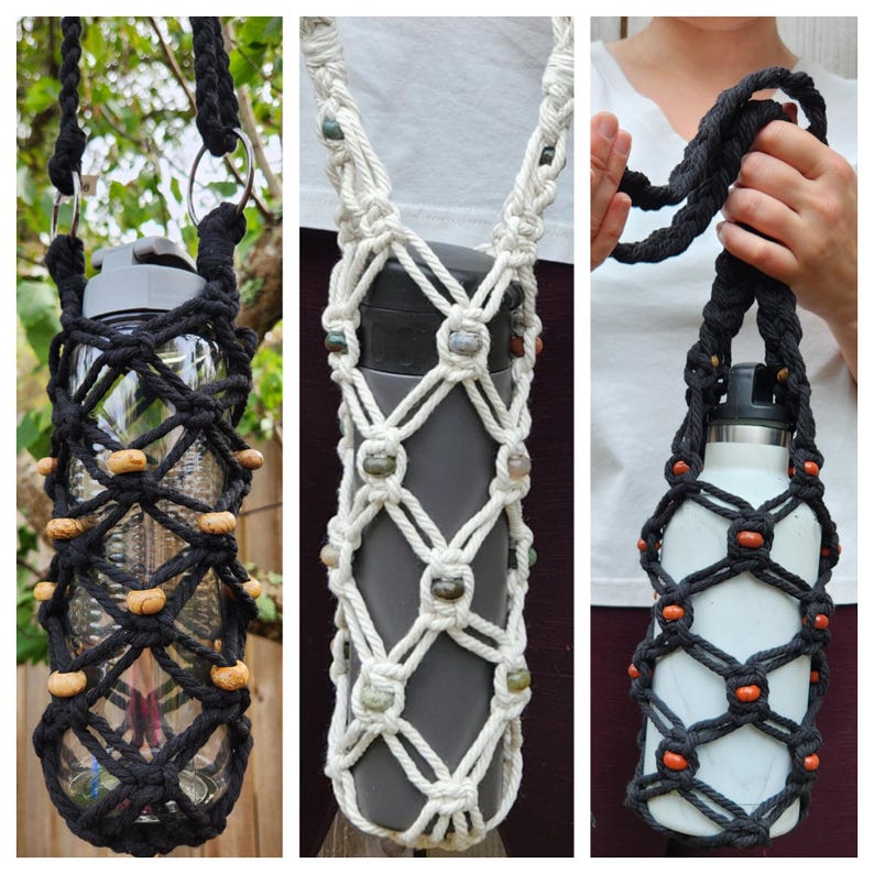 Custom Macrame Water Bottle Slings, Integrated Strap - Etsy