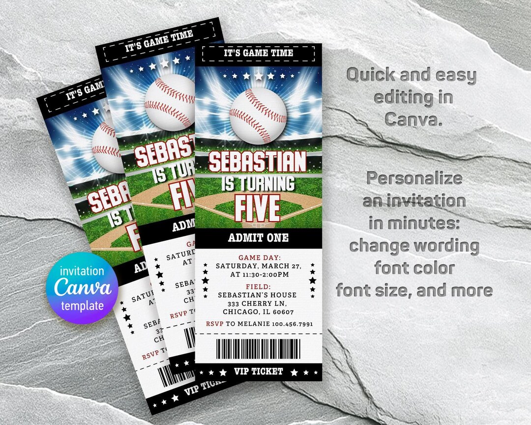 Baseball Invitation, Mlb Birthday Invite, Printable Editable Sports ...