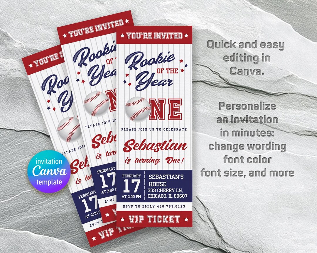 Baseball Invitation, Mlb Birthday Invite, Printable Editable Sports ...