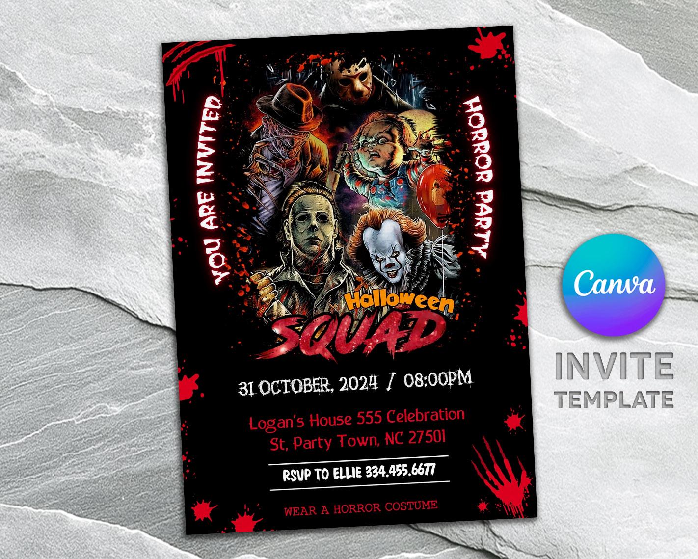 Halloween Birthday Invitation, Bloody Printable Invitation, Killer ...