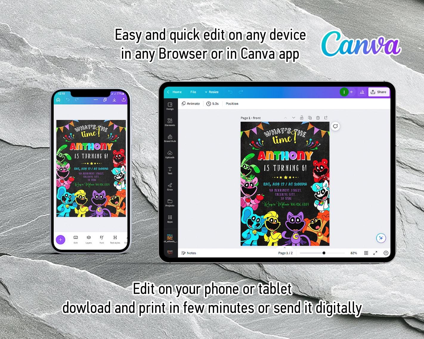 Printable Smiling Critters Invitation, Smiling Critters Party, Editable ...
