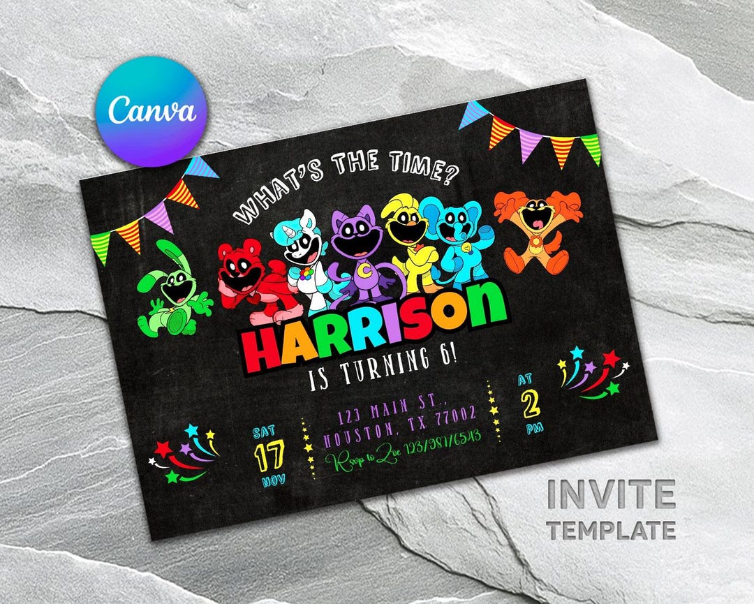 Printable Smiling Critters Invitation, Smiling Critters Party, Editable ...