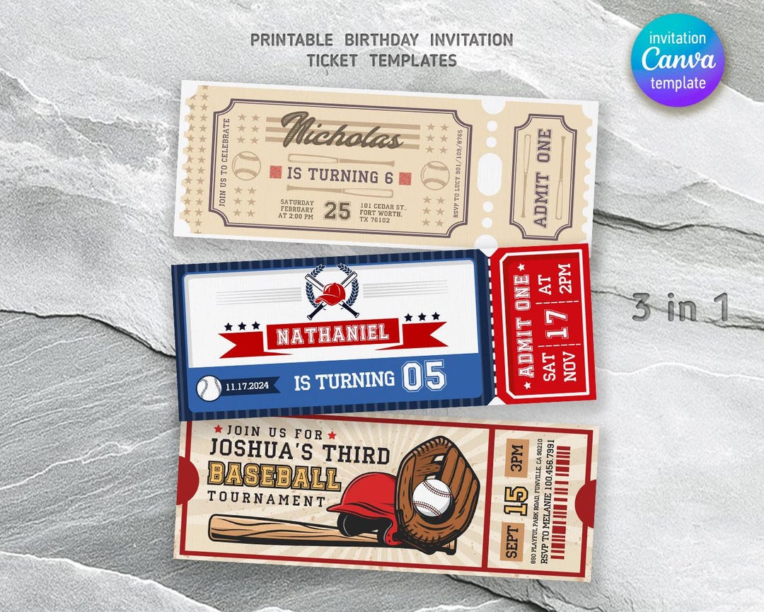 Baseball Invitation, Mlb Birthday Invite, Printable Editable Sports ...