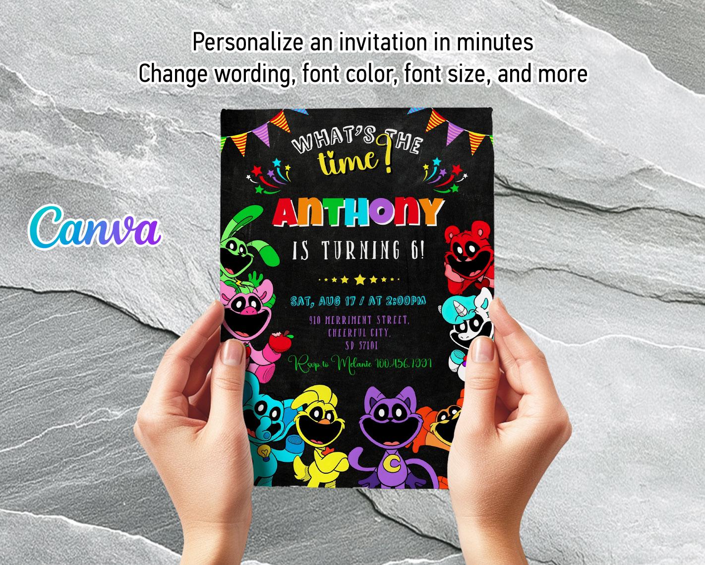 Printable Smiling Critters Invitation, Smiling Critters Party, Editable ...