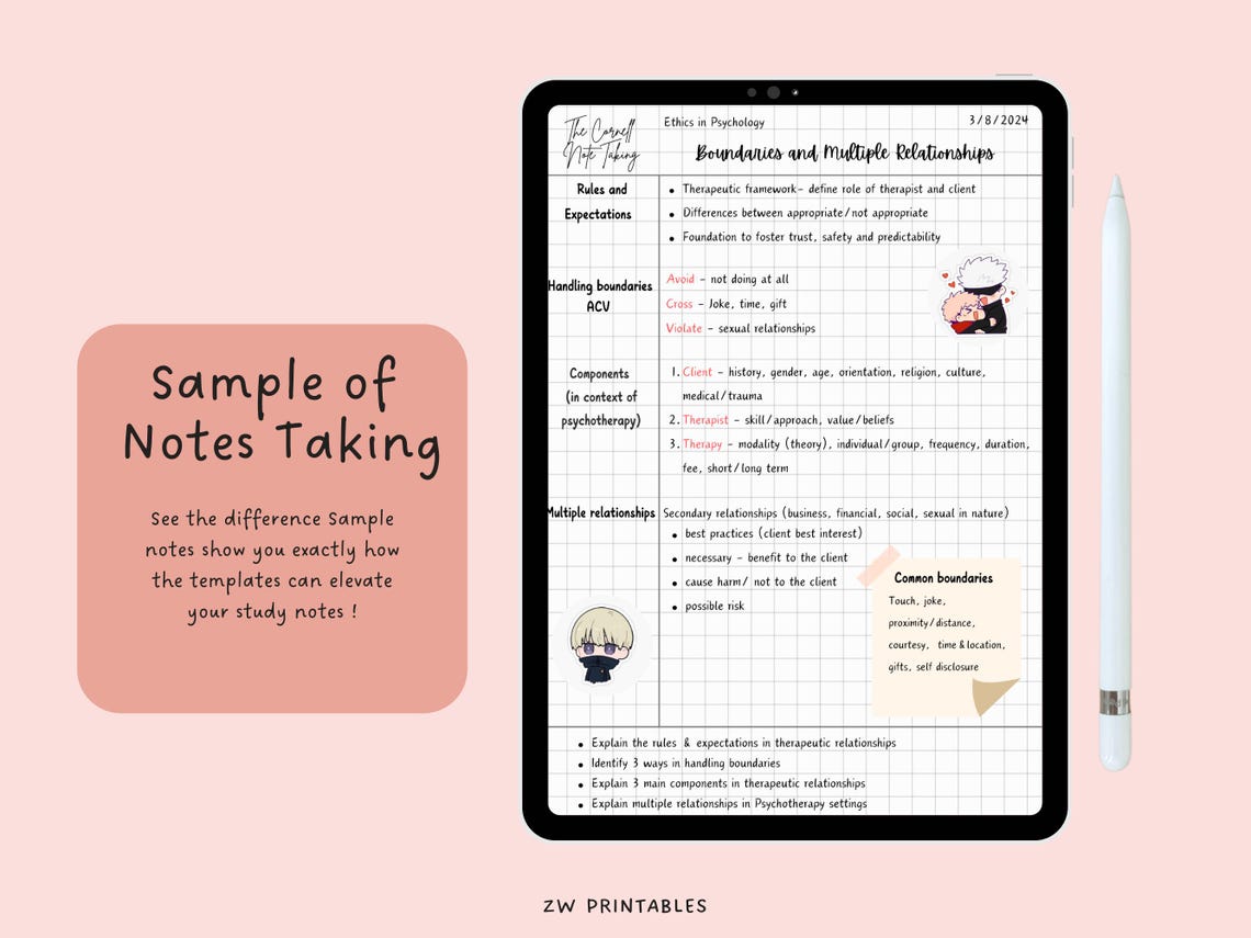 Cornell Note-taking Templates, Lecture Notes Templates, Digital Notes ...