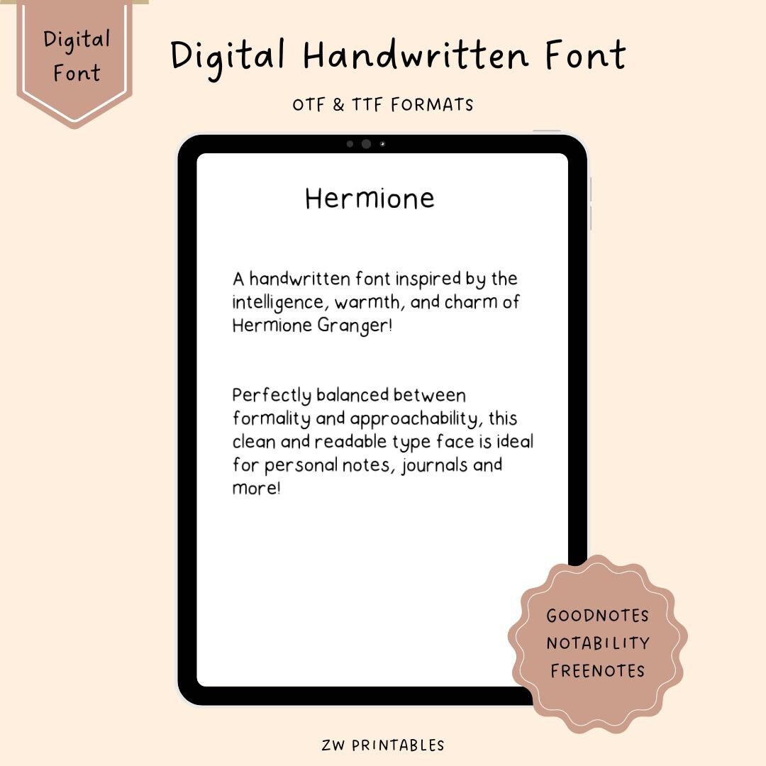 Hermione Handwritten Font: Digital Note-taking (OTF & TTF) - Etsy