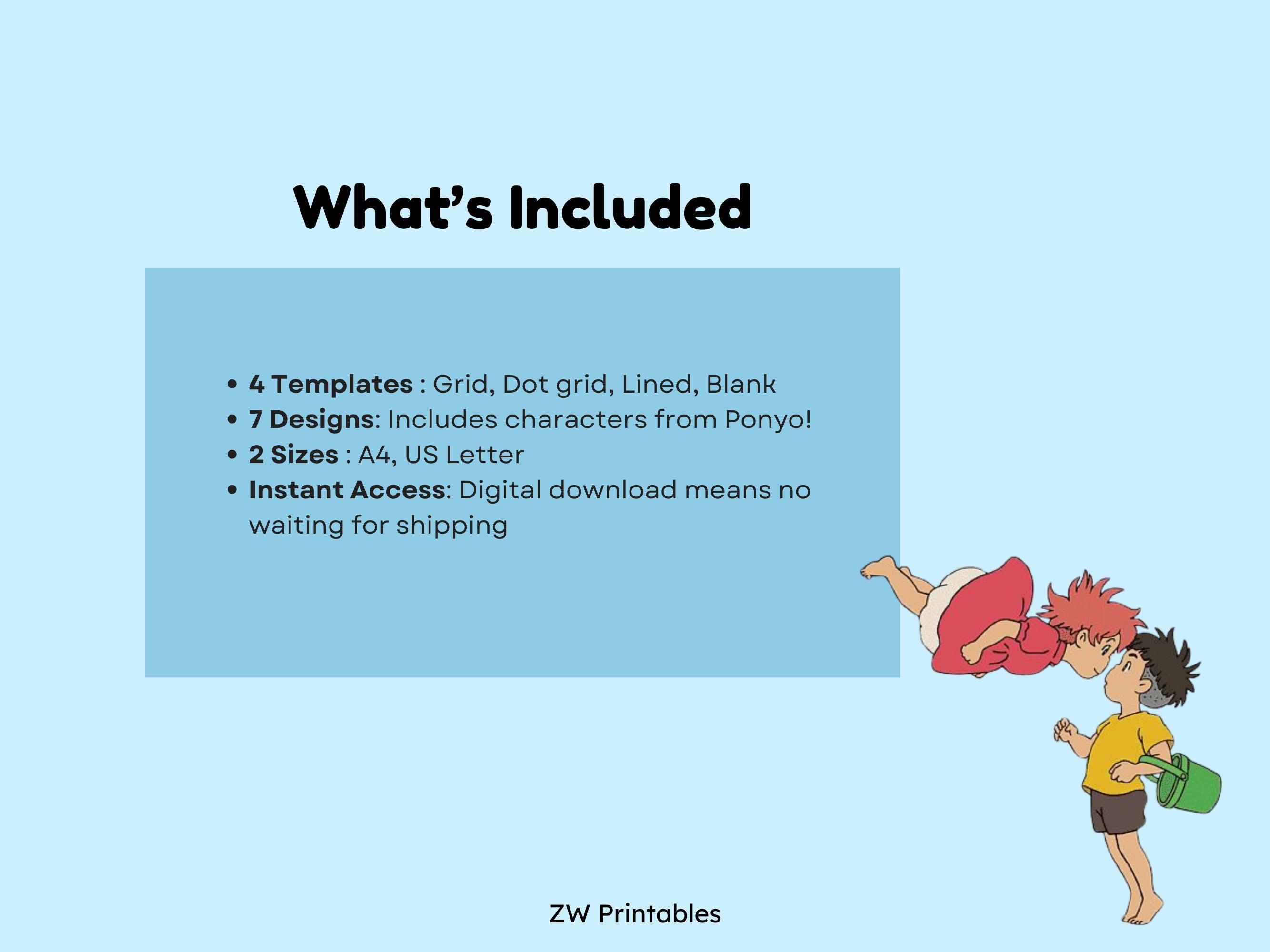 Ponyo Note Templates: Studio Ghibli Inspired Anime Notes (digital ...