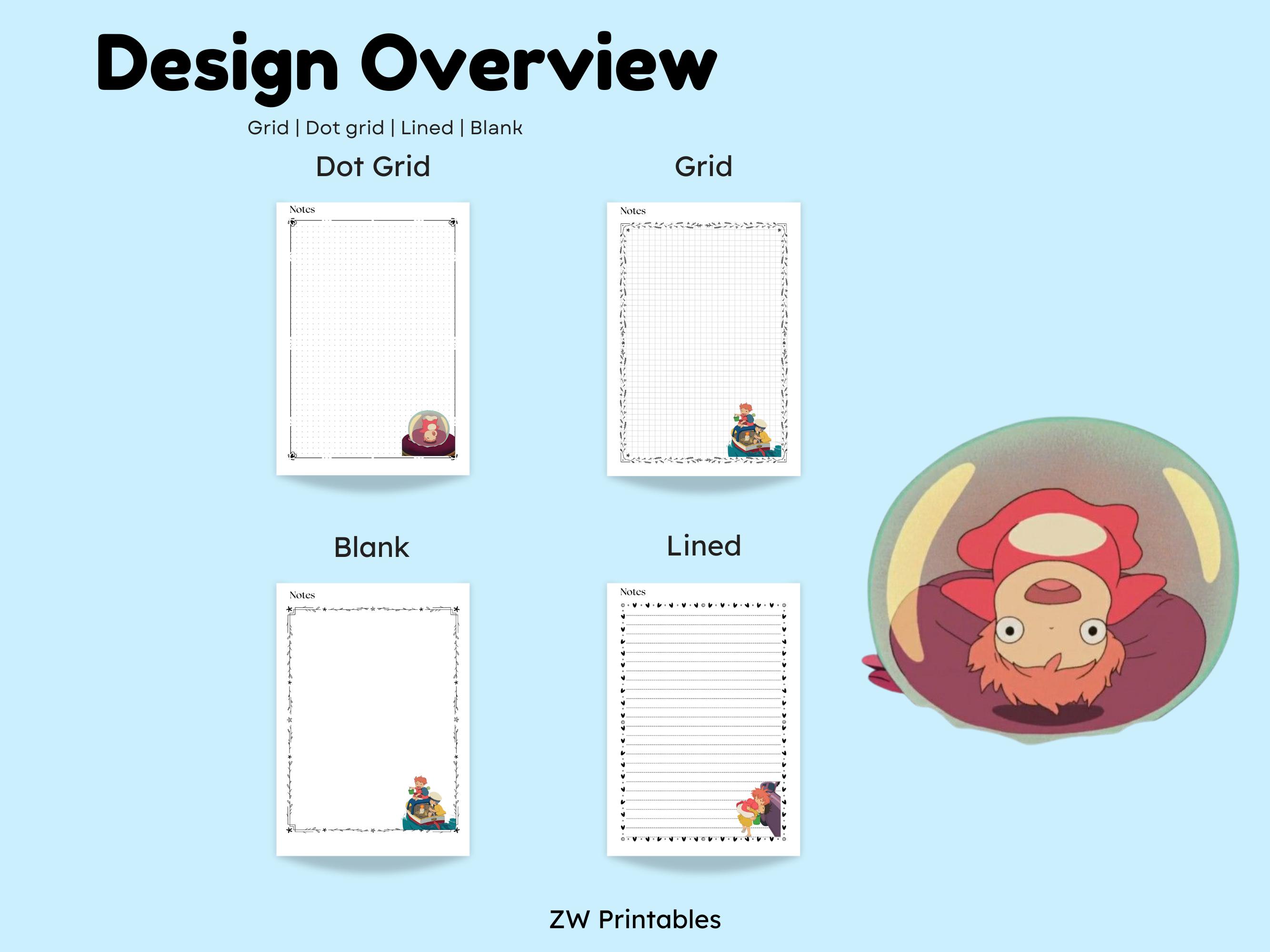 Ponyo Note Templates: Studio Ghibli Inspired Anime Notes (digital ...