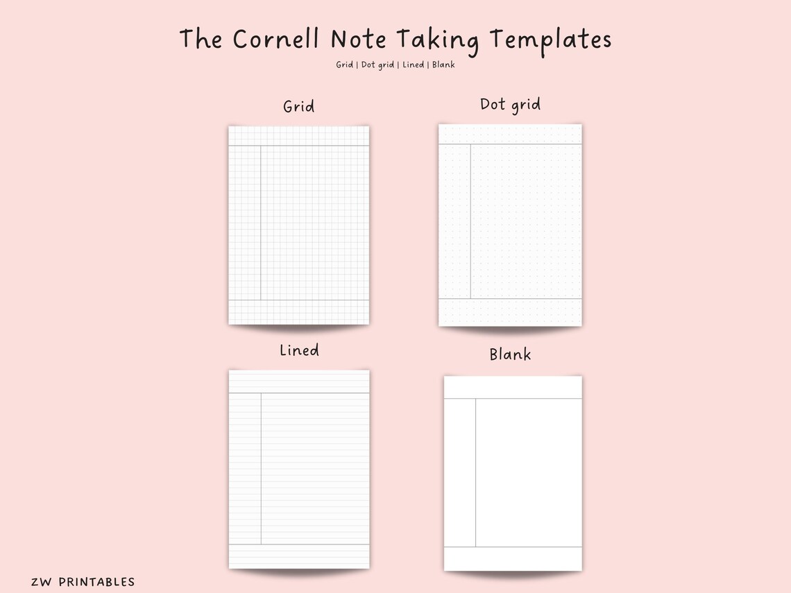 Cornell Note-taking Templates, Lecture Notes Templates, Digital Notes ...
