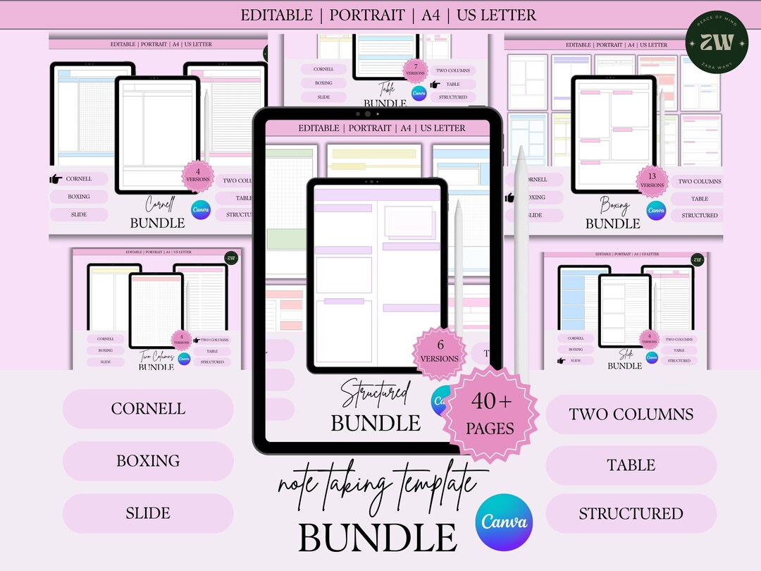 Editable Note Taking Templates: 40+ Pages, Cornell, Boxing, Slide ...