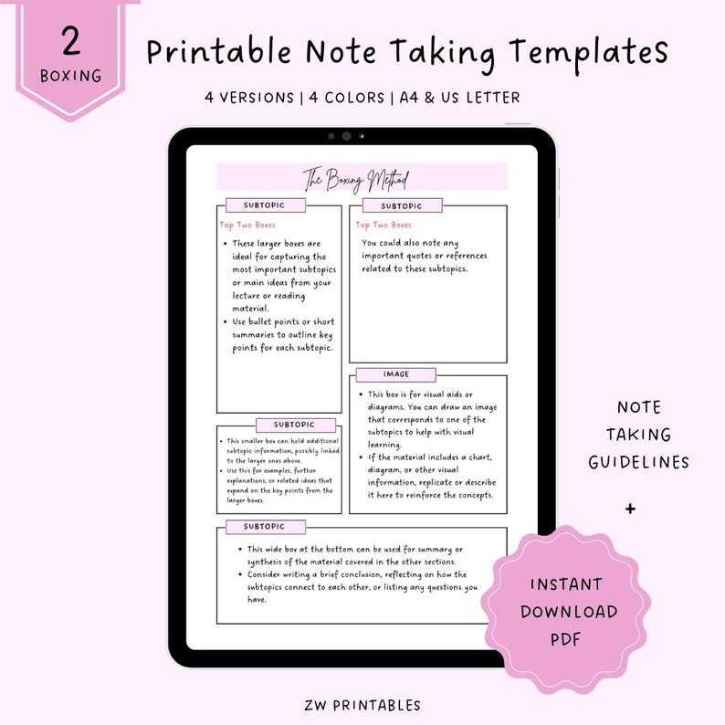 Boxing Note-taking Template: A4 & US Letter (printable PDF) - Etsy