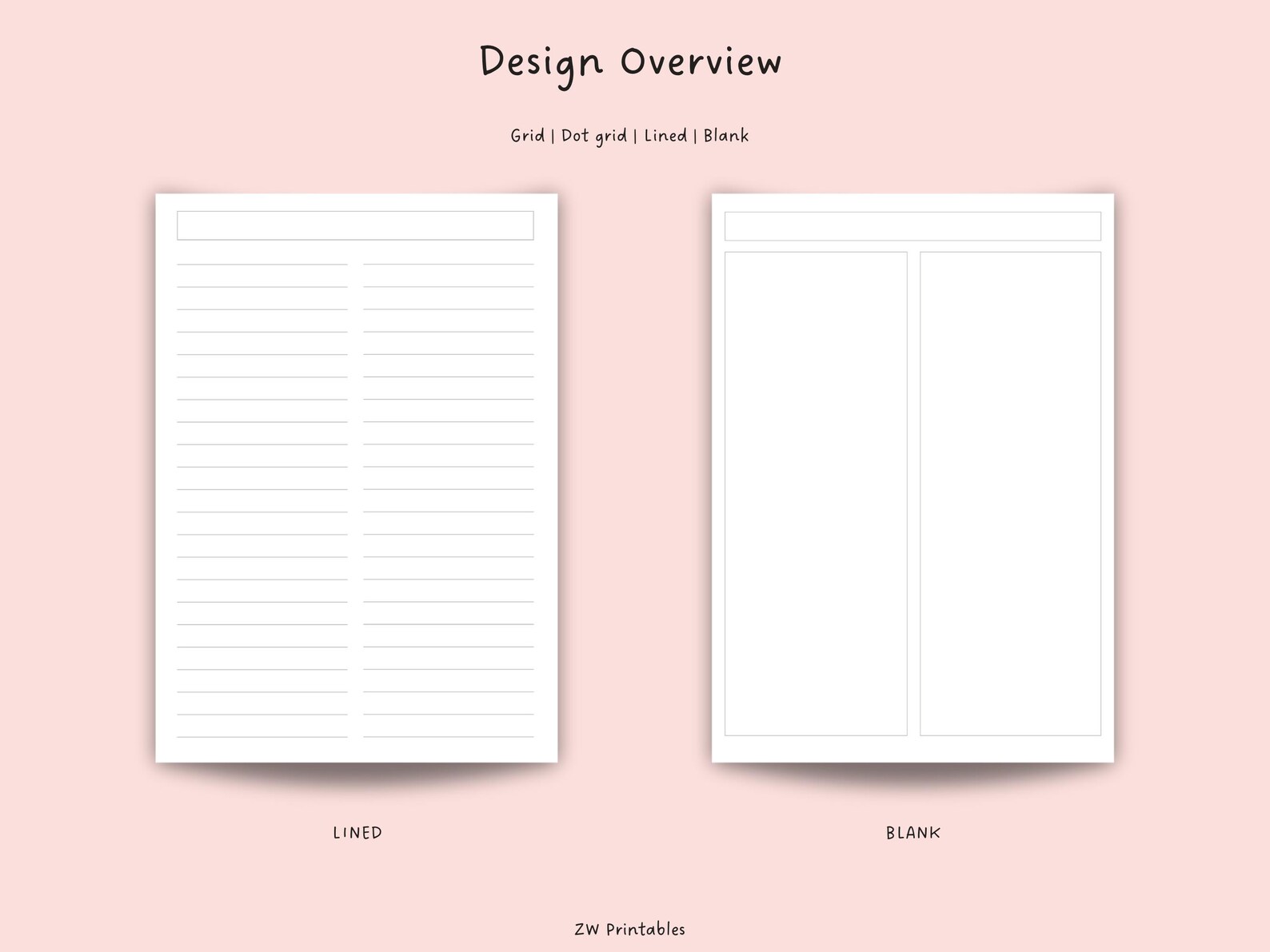 Two Columns Note Templates, Lined Grid Dot Grid Blank Paper, Note Pages ...