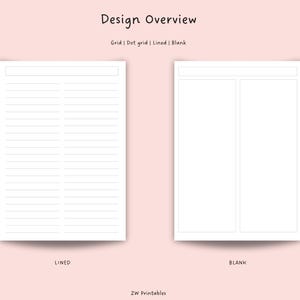 Two Columns Note Templates, Lined Grid Dot Grid Blank Paper, Note Pages ...