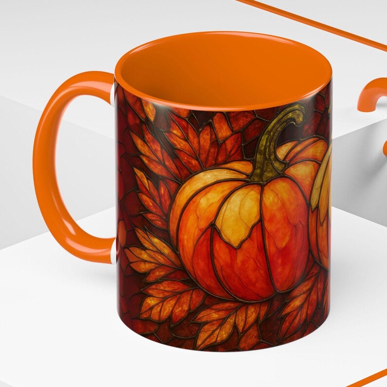 Stained Glass Pumpkin Mug - Autumn Coffee Cup, Fall Vibes Gift - Etsy