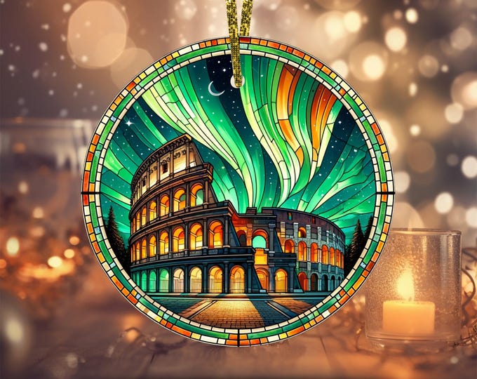 Colosseum Rome Italy Ceramic Ornament, Faux Stained Glass Italian ...