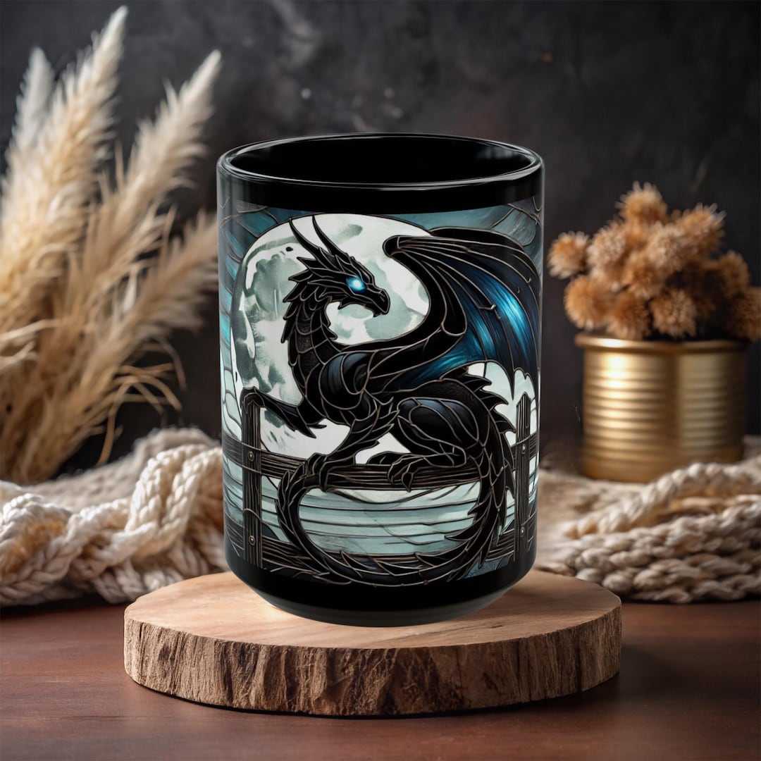 Stained Glass Dragon Mug, Dragon Coffee Cup, Stained Glass Dragon Cup ...