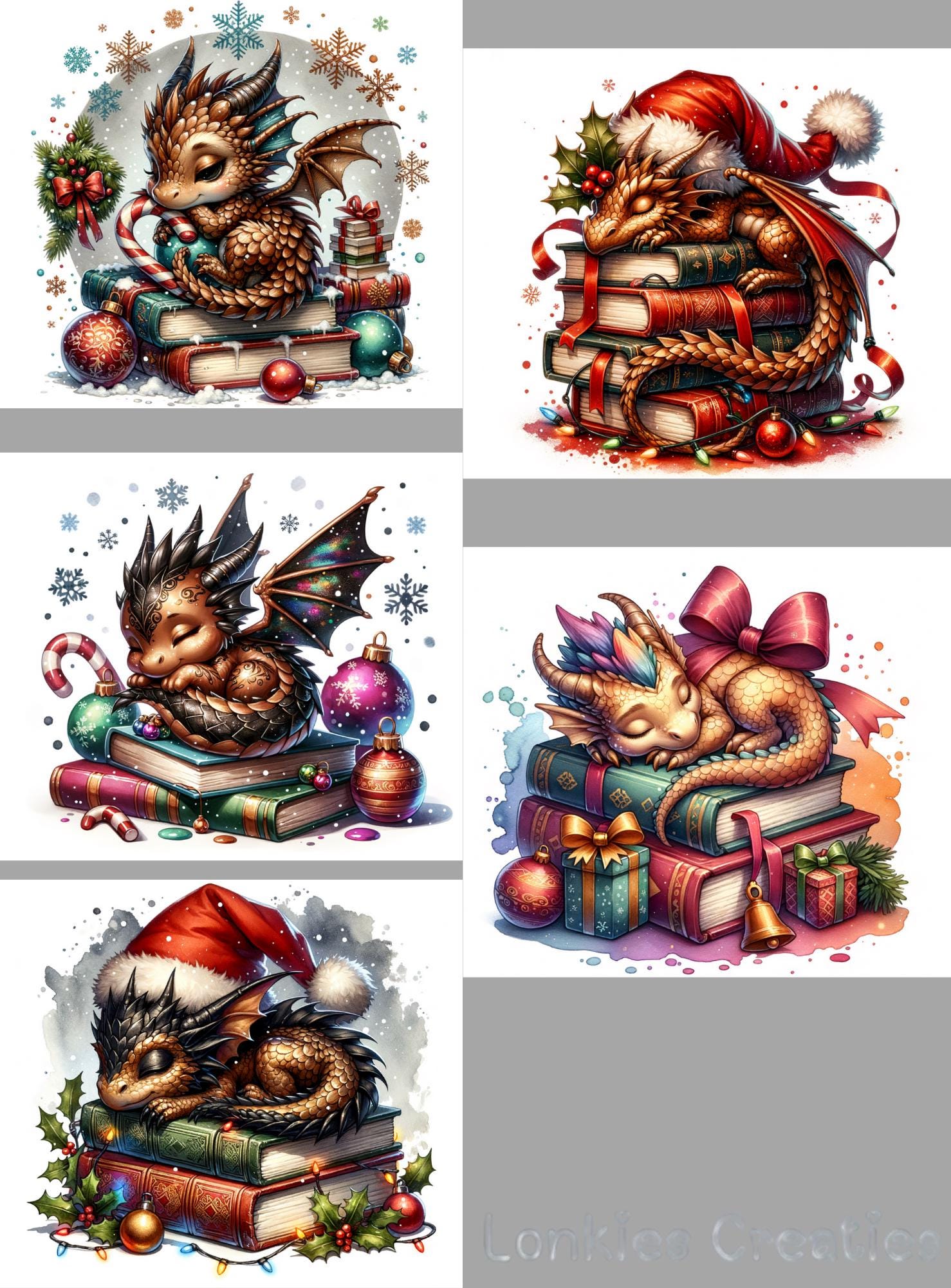 Christmas Dragons Sleeping on Stack of Books 20 OZ Tumbler Wrap ...