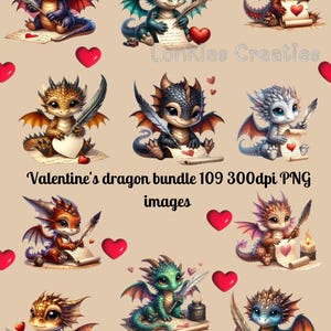 Valentine’s Dragon Clipart Sublimation Bundle -110 Watercolor Images ...