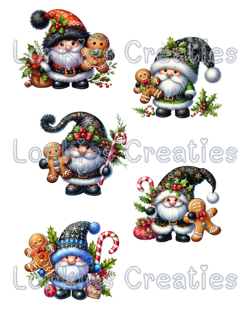 Christmas Gnomes Clipart,gnomes and Gingerbreadmen,cute Chirstmas ...