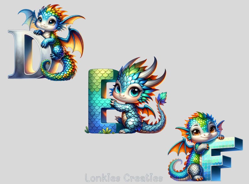 Watercolor Dragon Alphabet Clipart, 26 PNG Bundle (digital Download) - Etsy