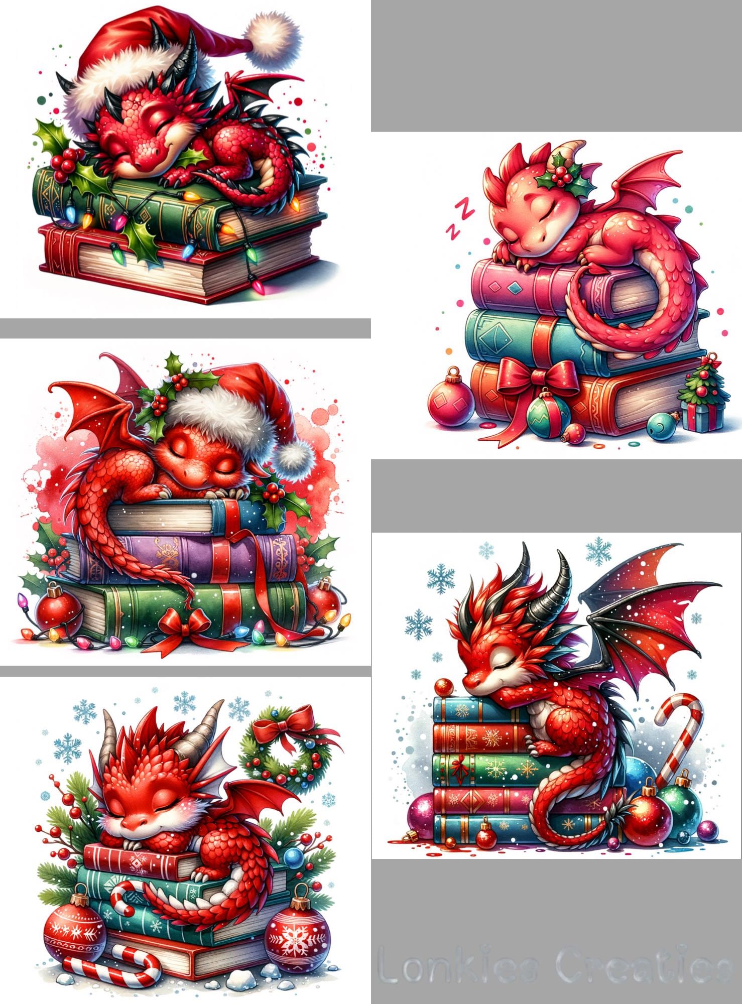 Christmas Dragons Sleeping on Stack of Books 20 OZ Tumbler Wrap ...